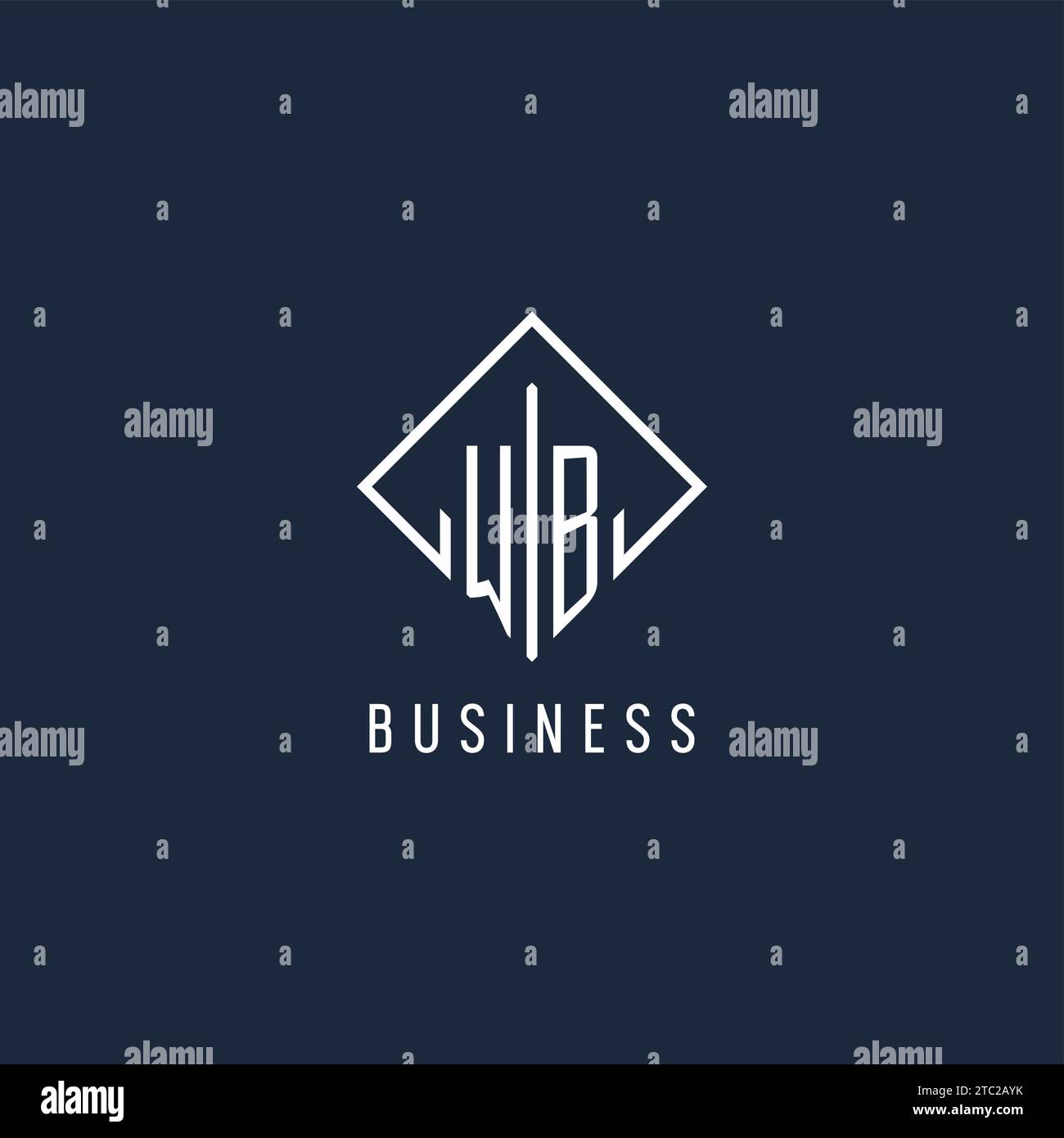 WB initial logo with luxury rectangle style design vector graphic Stock ...
