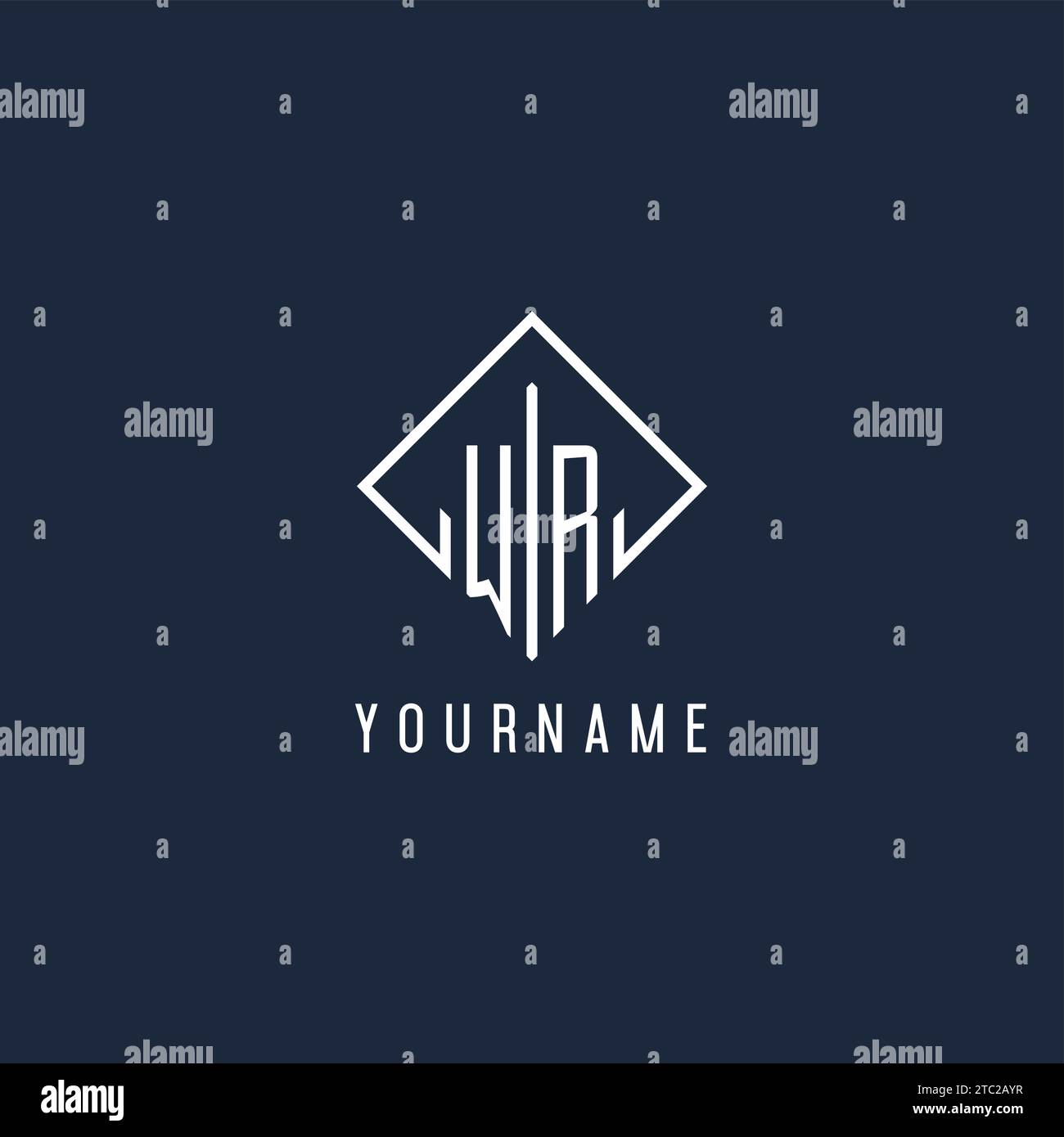 WR initial logo with luxury rectangle style design vector graphic Stock ...