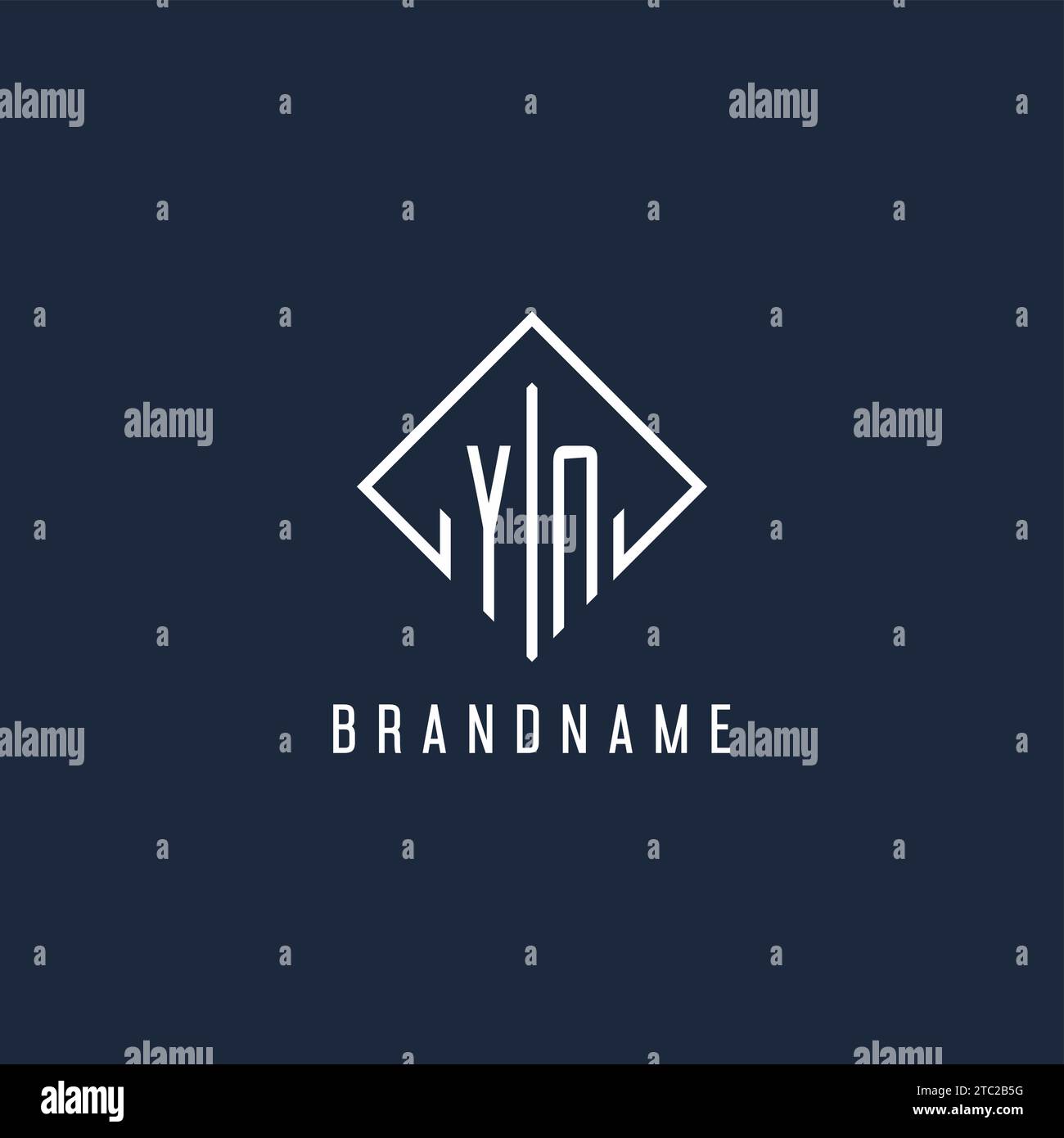 YN initial logo with luxury rectangle style design vector graphic Stock ...