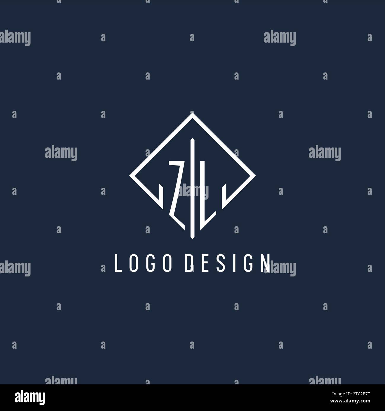 ZL initial logo with luxury rectangle style design vector graphic Stock ...