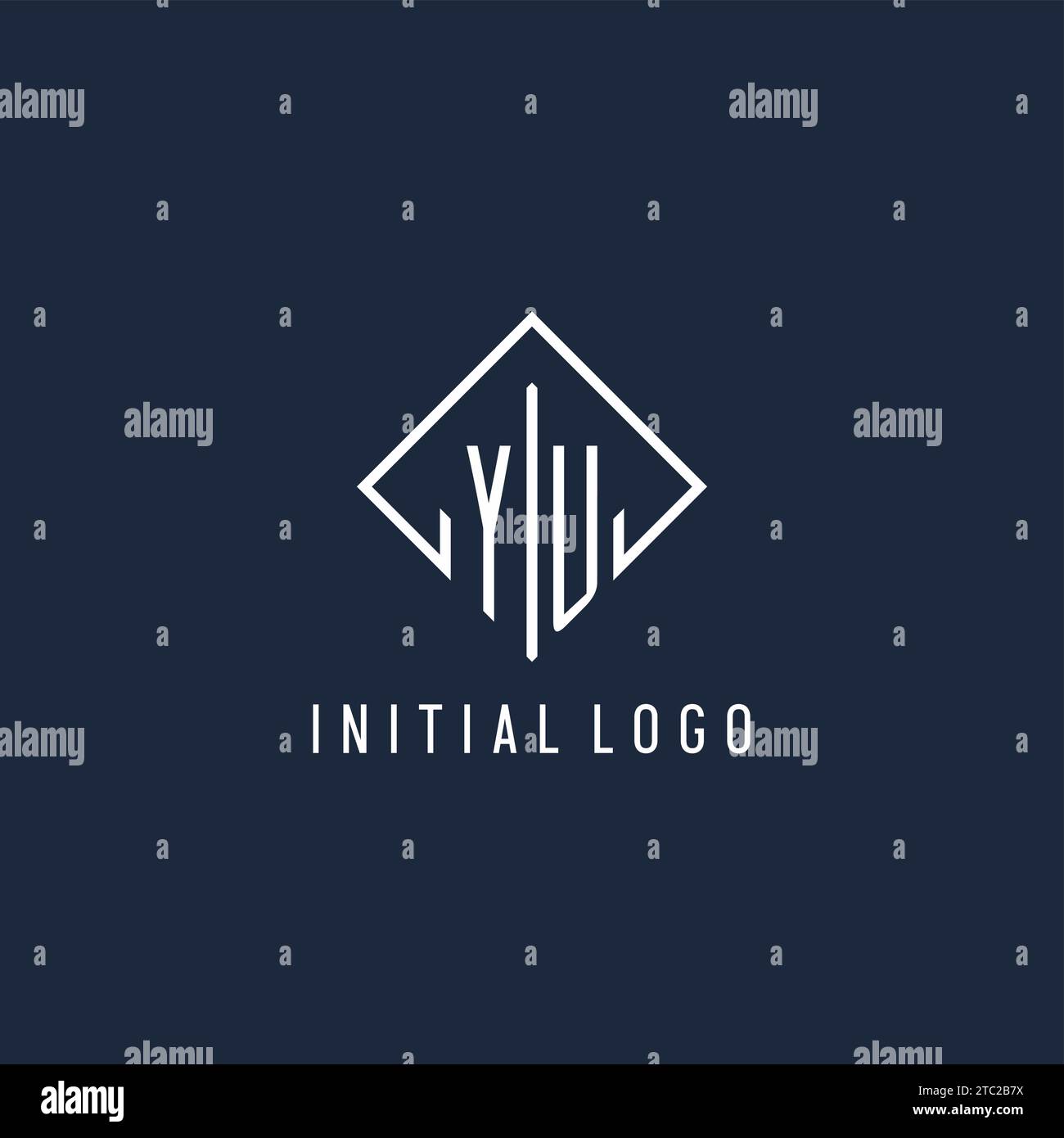 YU initial logo with luxury rectangle style design vector graphic Stock ...