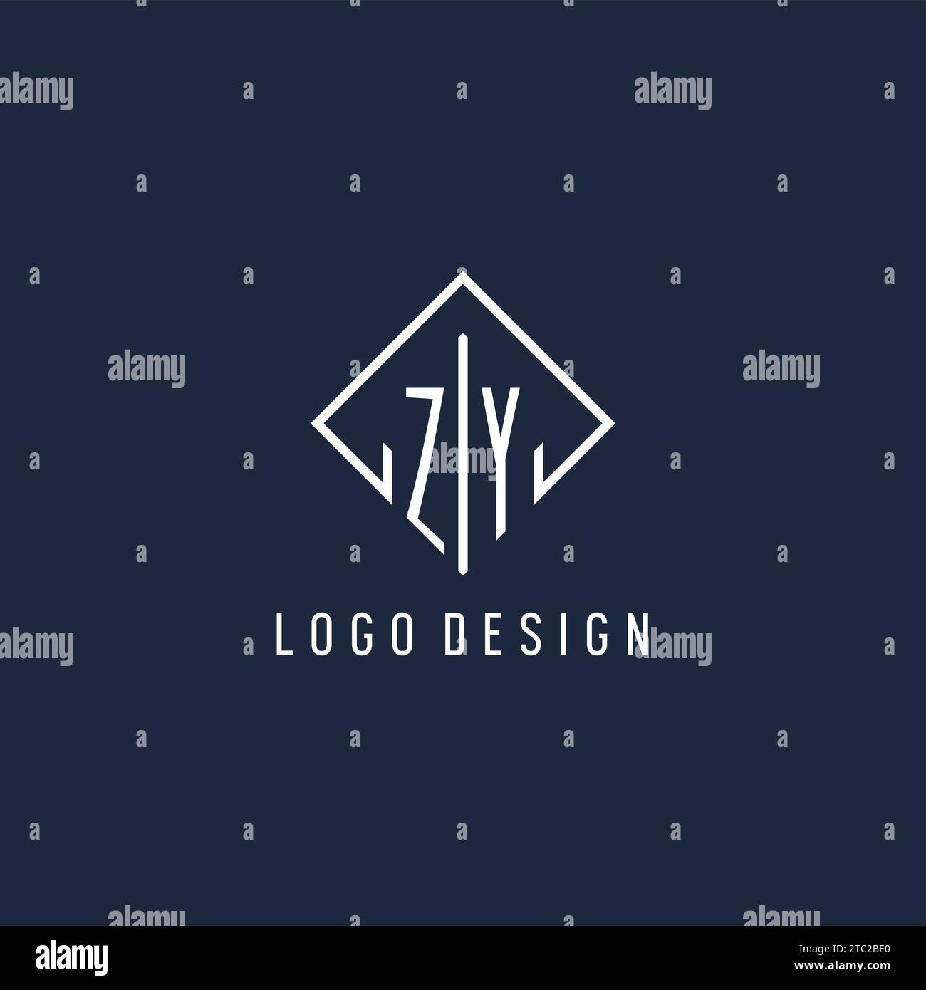 Zy Initial Logo With Luxury Rectangle Style Design Vector Graphic Stock Vector Image And Art Alamy