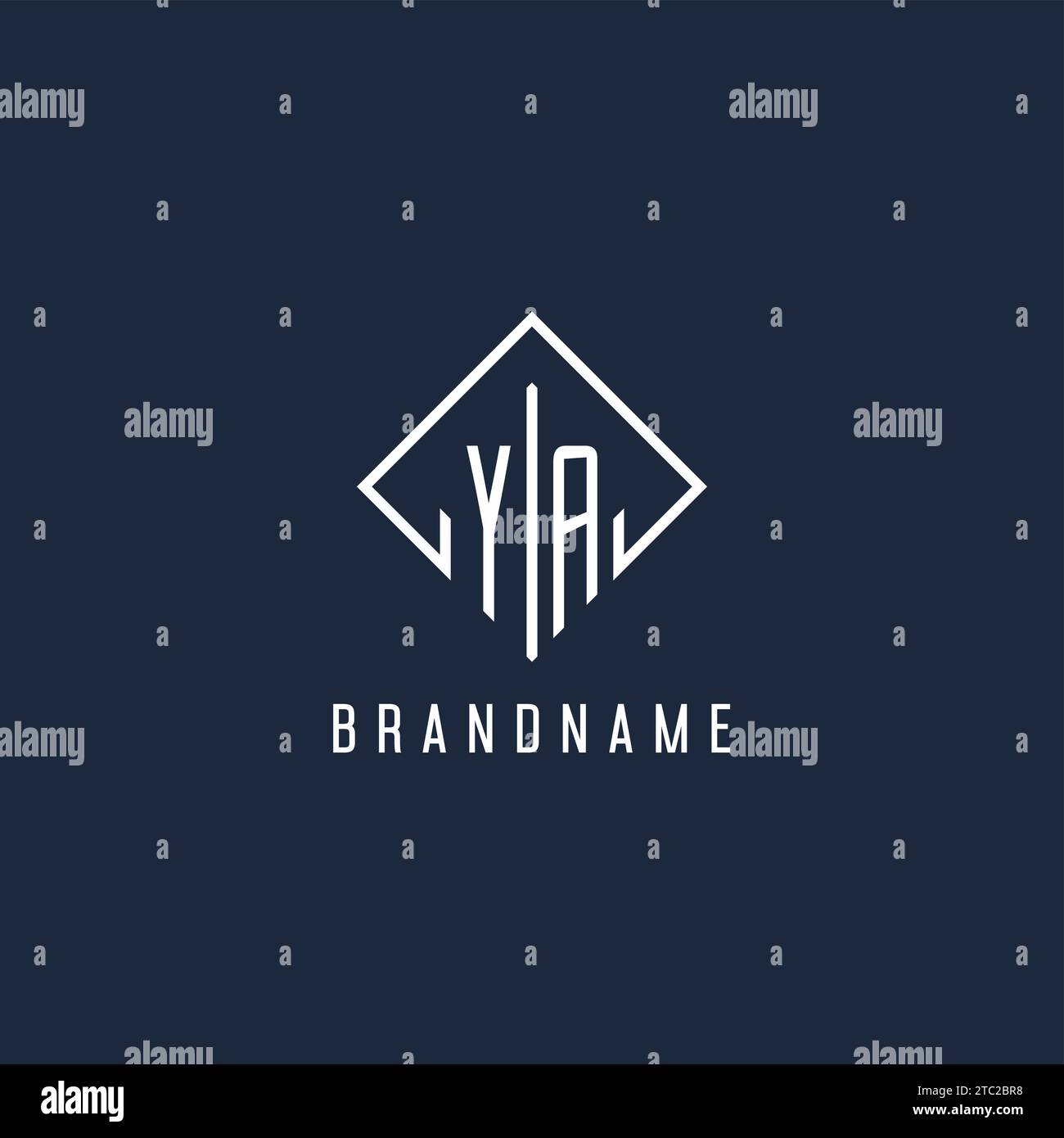 YA initial logo with luxury rectangle style design vector graphic Stock ...