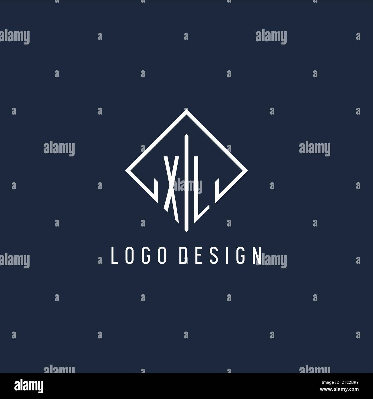 XL initial logo with luxury rectangle style design vector graphic Stock ...