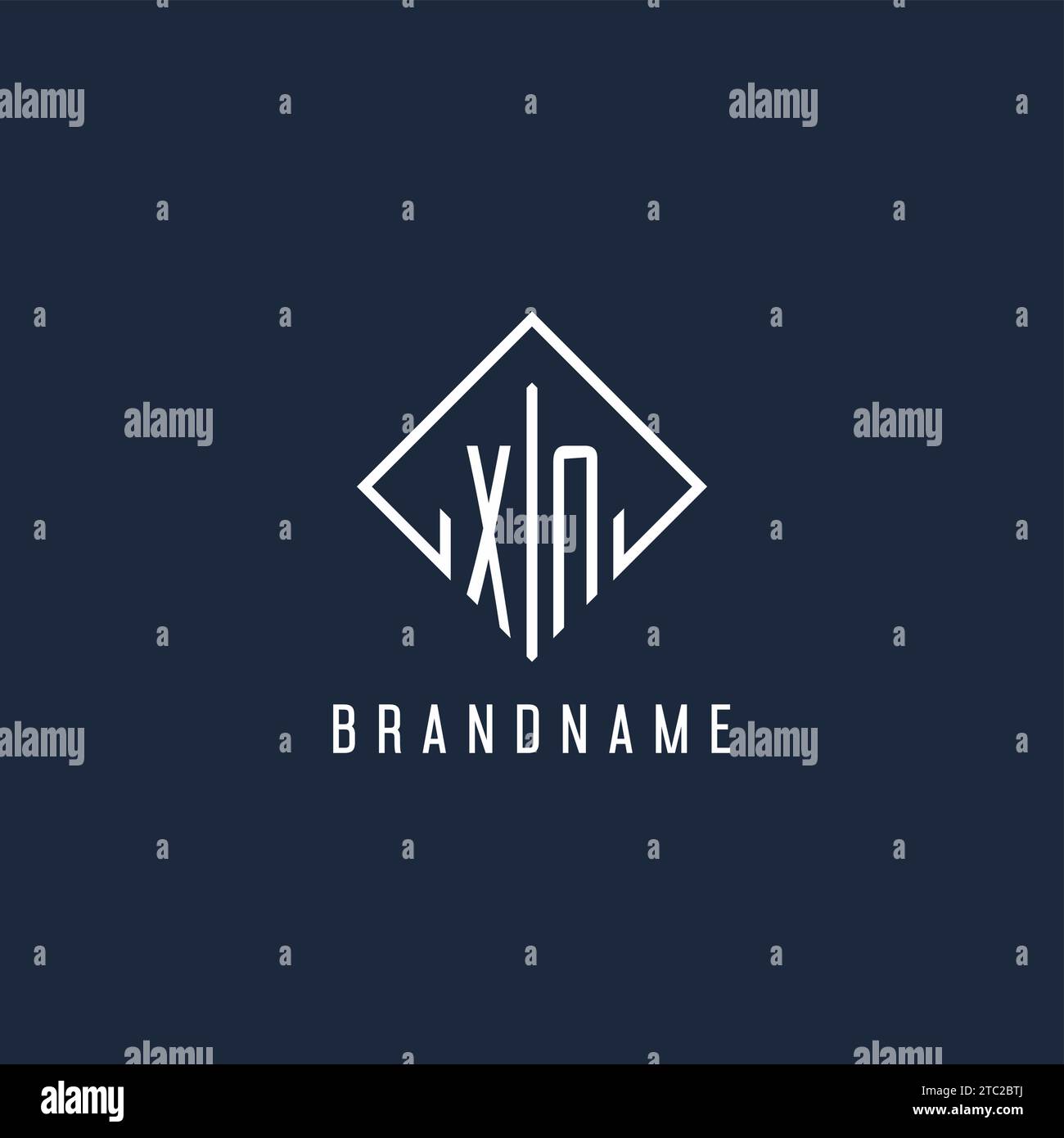 XN initial logo with luxury rectangle style design vector graphic Stock ...