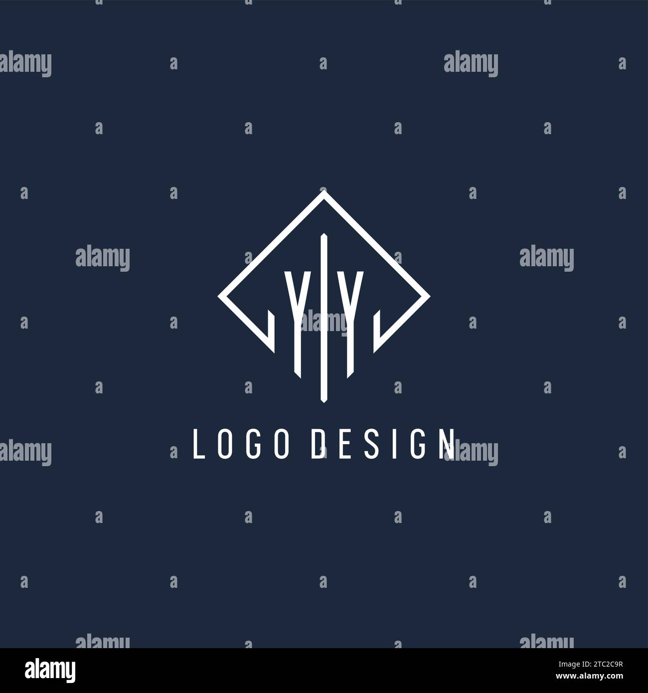 YY initial logo with luxury rectangle style design vector graphic Stock ...