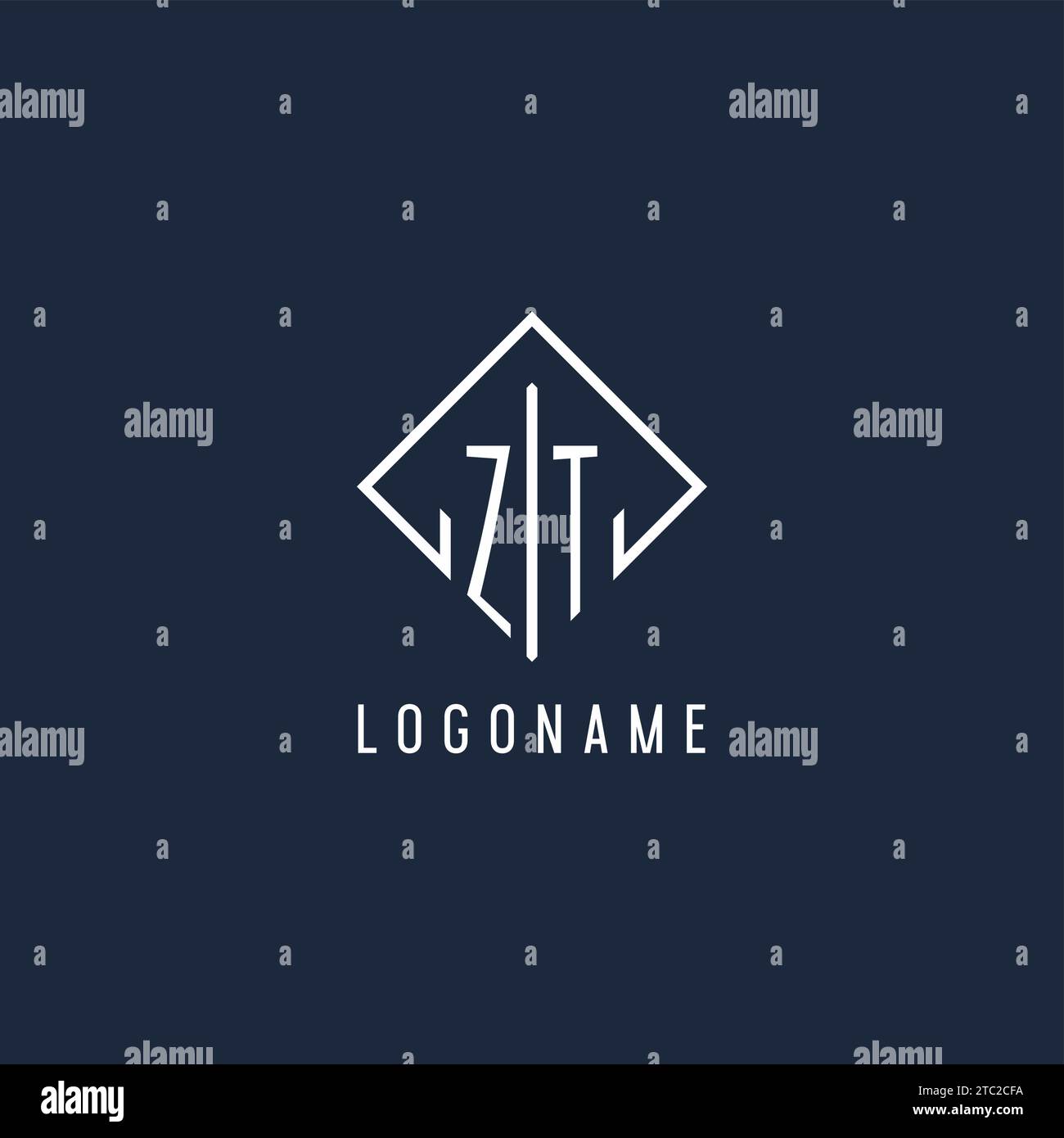 ZT initial logo with luxury rectangle style design vector graphic Stock ...