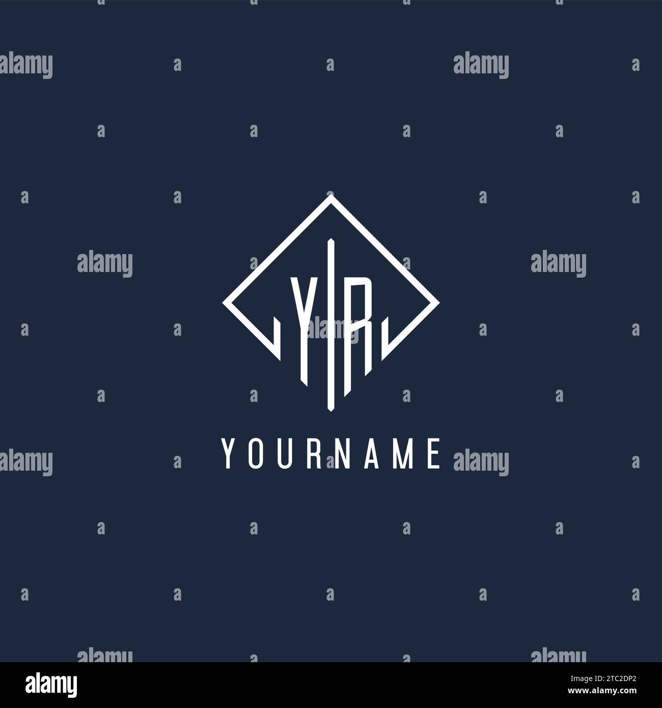 YR initial logo with luxury rectangle style design vector graphic Stock ...