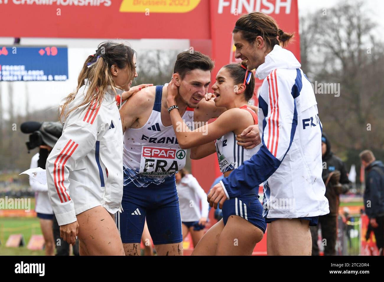 Brussels, Belgium. 10th Dec, 2023. Team France celebrates crossing the ...