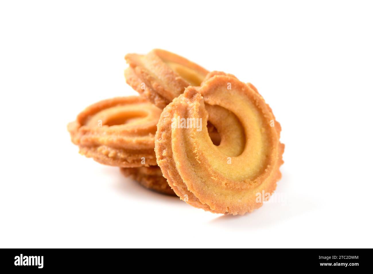 Danish butter cookies macro cutout.Round shortbread biscuits with sugar ...
