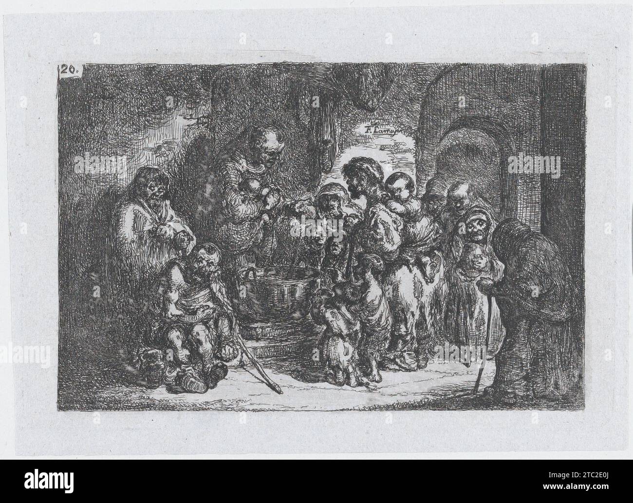 Plate 20: a priest giving food to the poor, from the series of customs ...