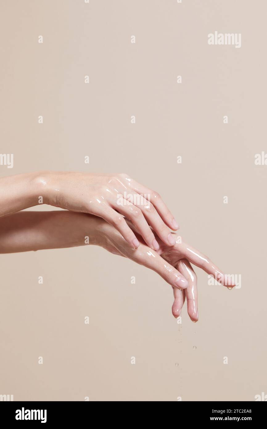 Image of beautiful women's hands trying on cosmetics, beautiful hands ...