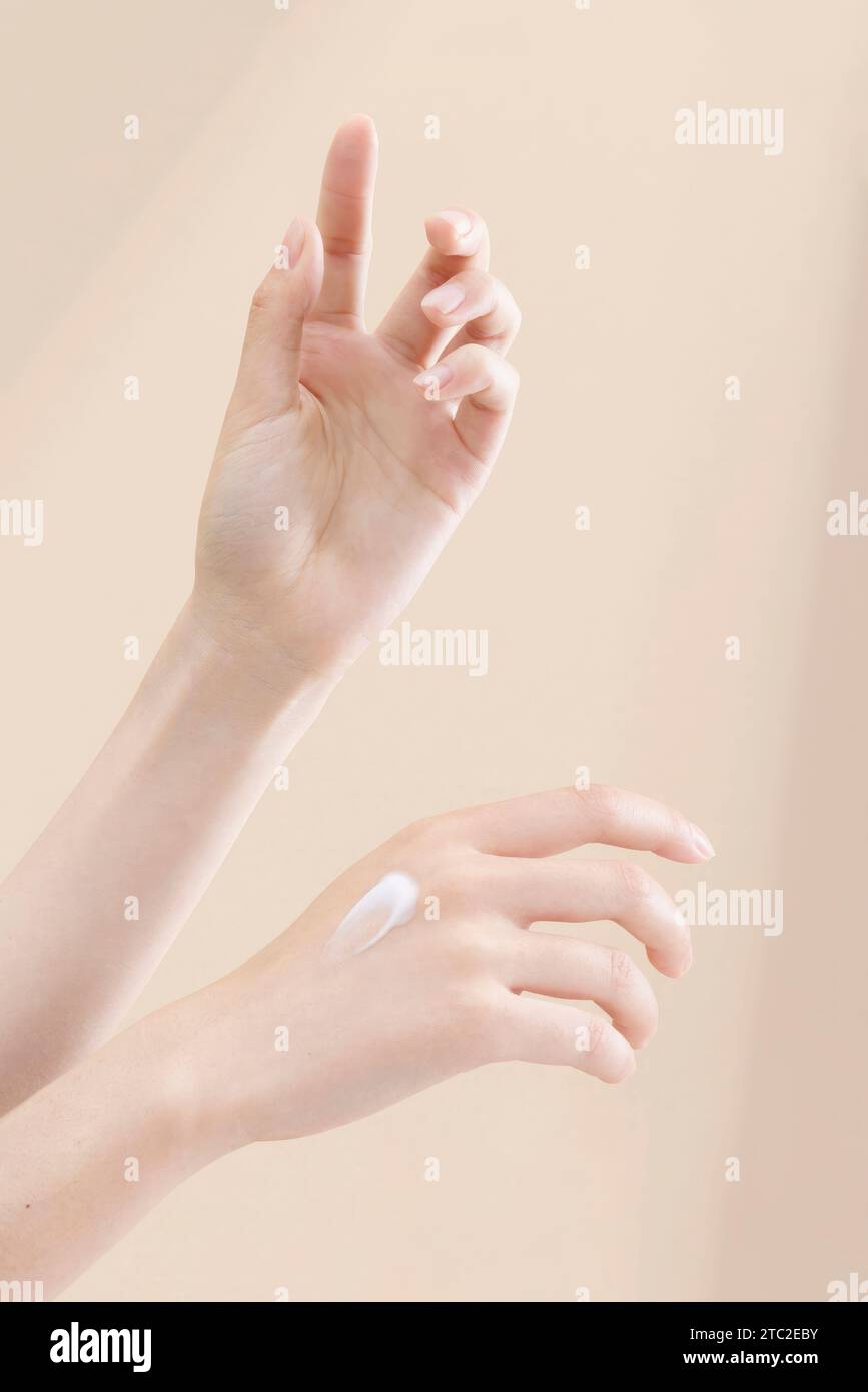 Image of beautiful women's hands trying on cosmetics, beautiful hands ...
