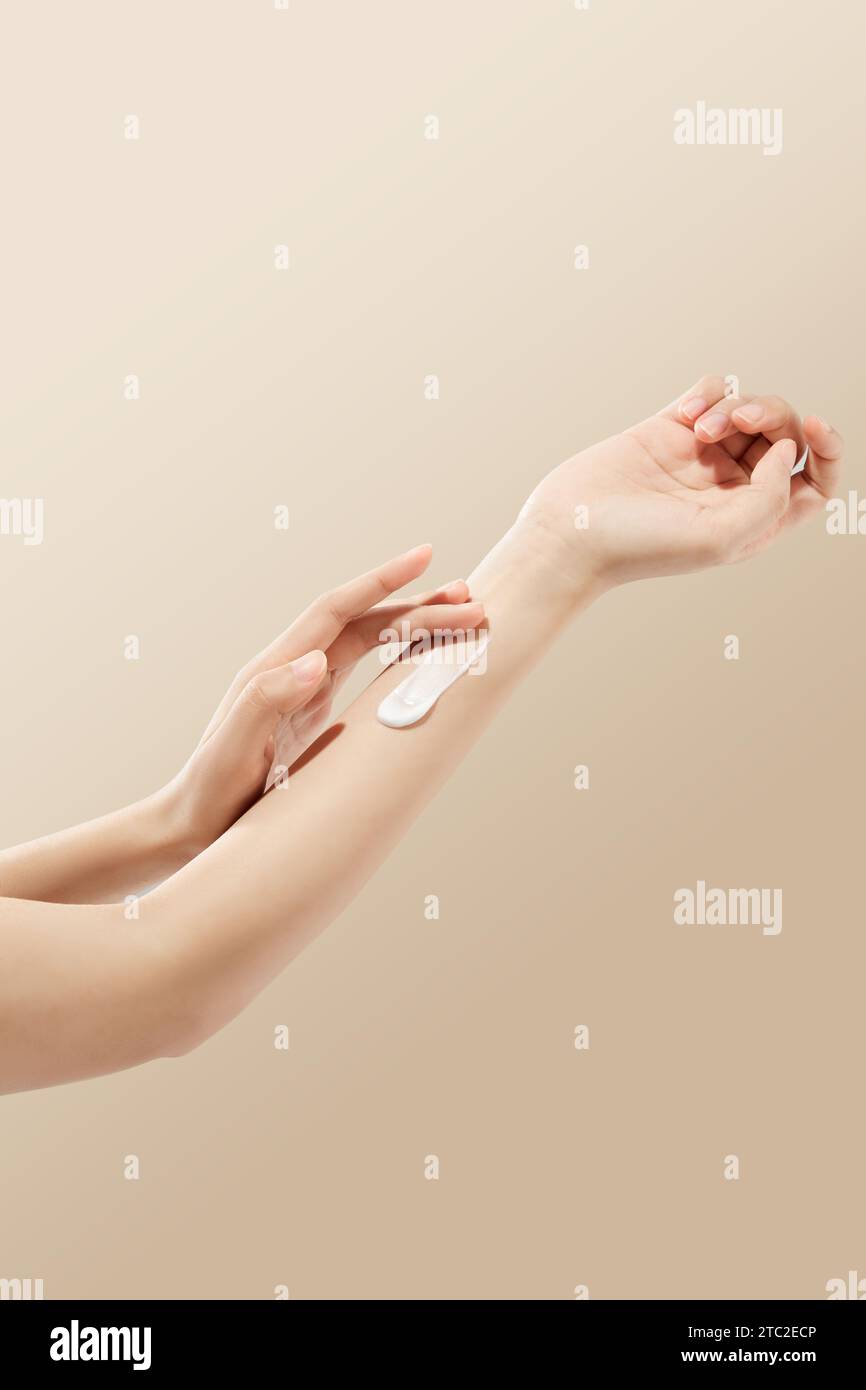 Image of beautiful women's hands trying on cosmetics, beautiful hands ...