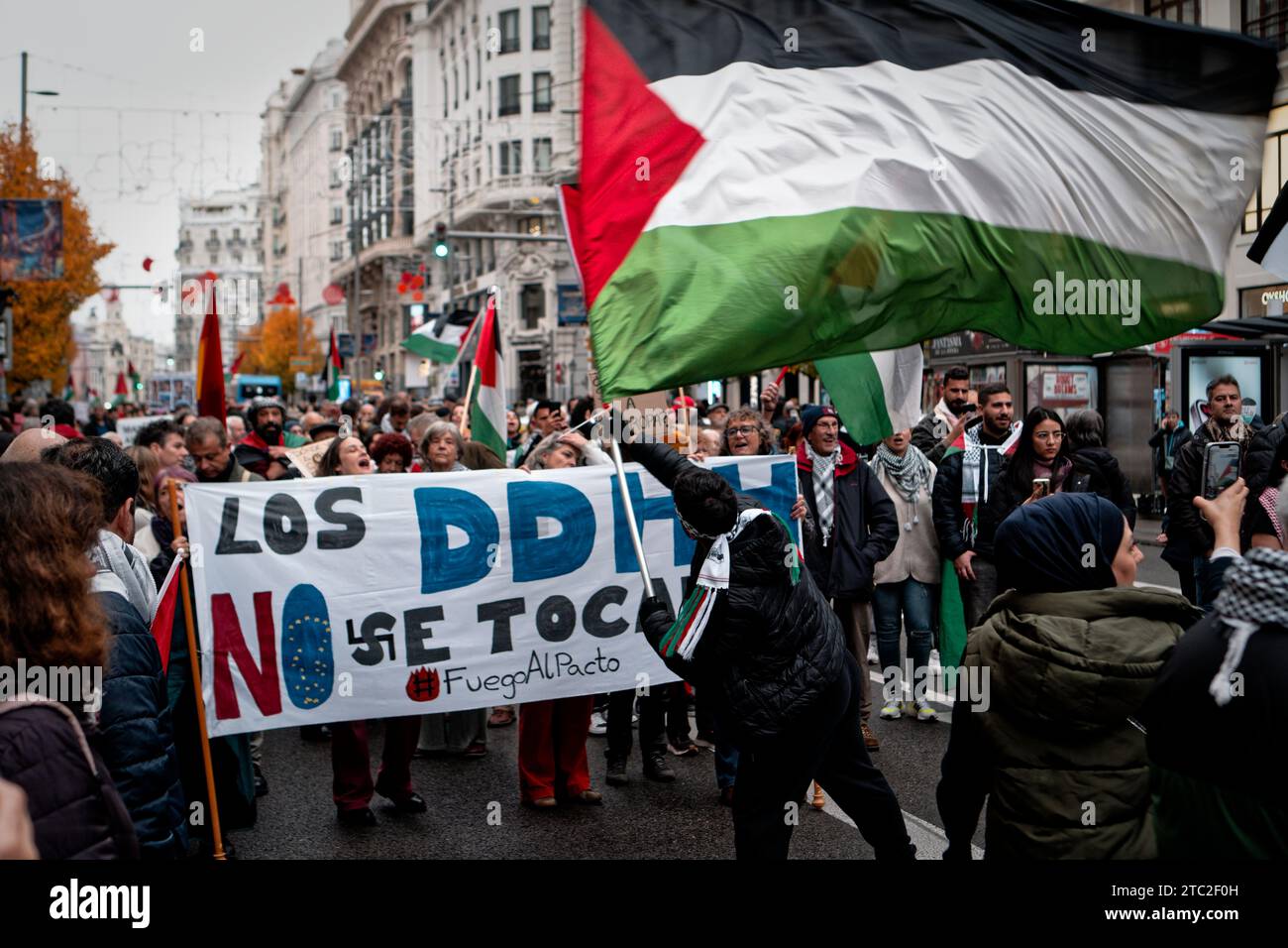 Gran Via Street, Madrid, Spain. 10th Dec, 2023. Demonstration in ...