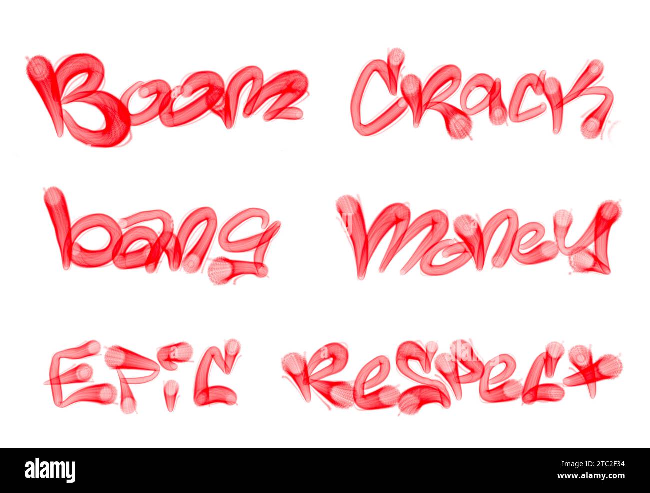 Collection of graffiti street art tags with words and symbols in red ...