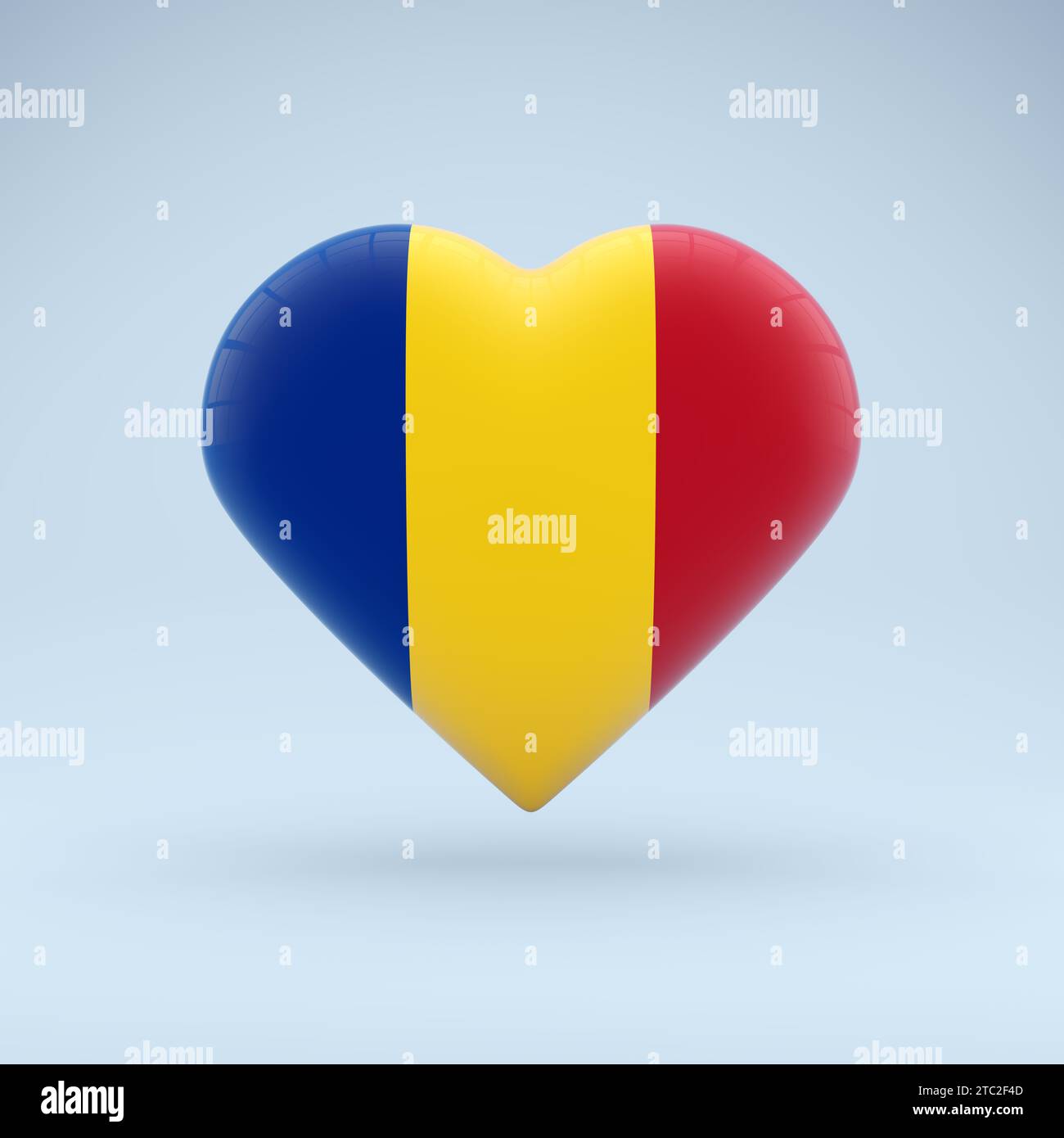 State symbol of Romania on glossy badge. Icon in the shape of a heart ...