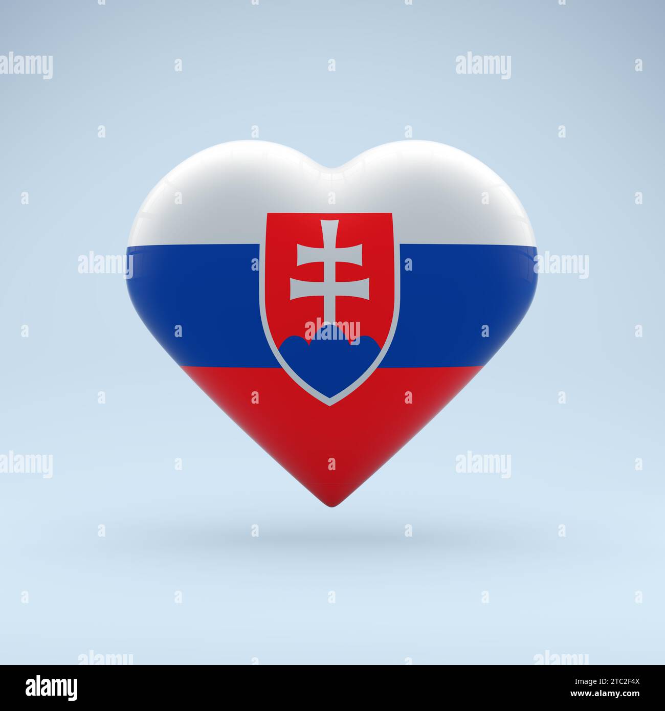 State symbol of Slovakia on glossy badge. Icon in the shape of a heart ...