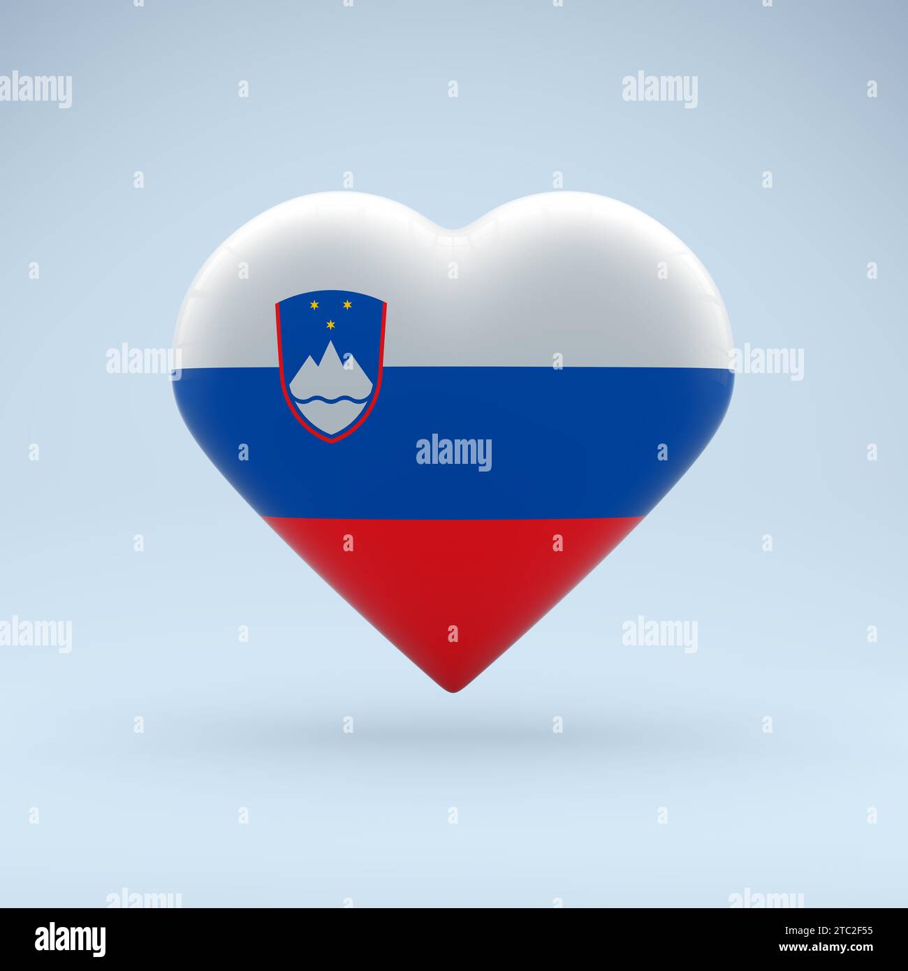 State symbol of Slovenia on glossy badge. Icon in the shape of a heart ...