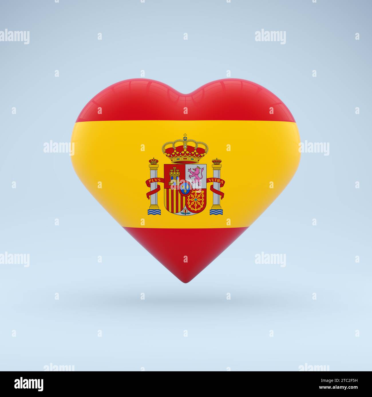 State symbol of Spain on glossy badge. Icon in the shape of a heart ...