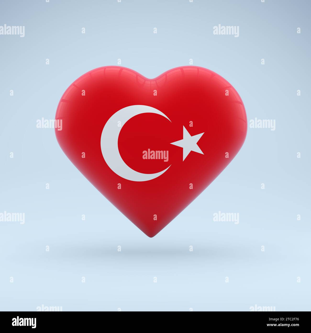 State symbol of Turkey on glossy badge. Icon in the shape of a heart ...