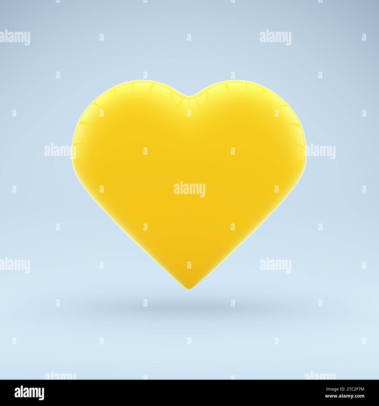 Yellow heart icon on soft blue background. For the design of cards ...