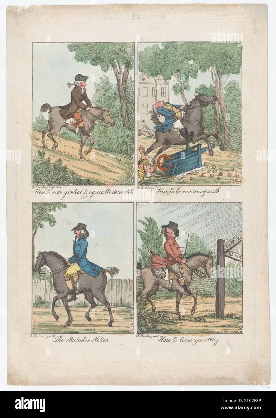 Four Scenes: How to Ride Genteel & Agreeable Down Hill; How to be Run ...