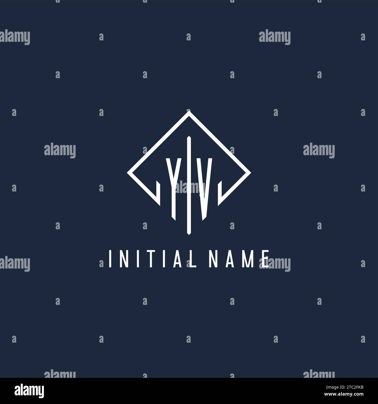 YV initial logo with luxury rectangle style design vector graphic Stock ...