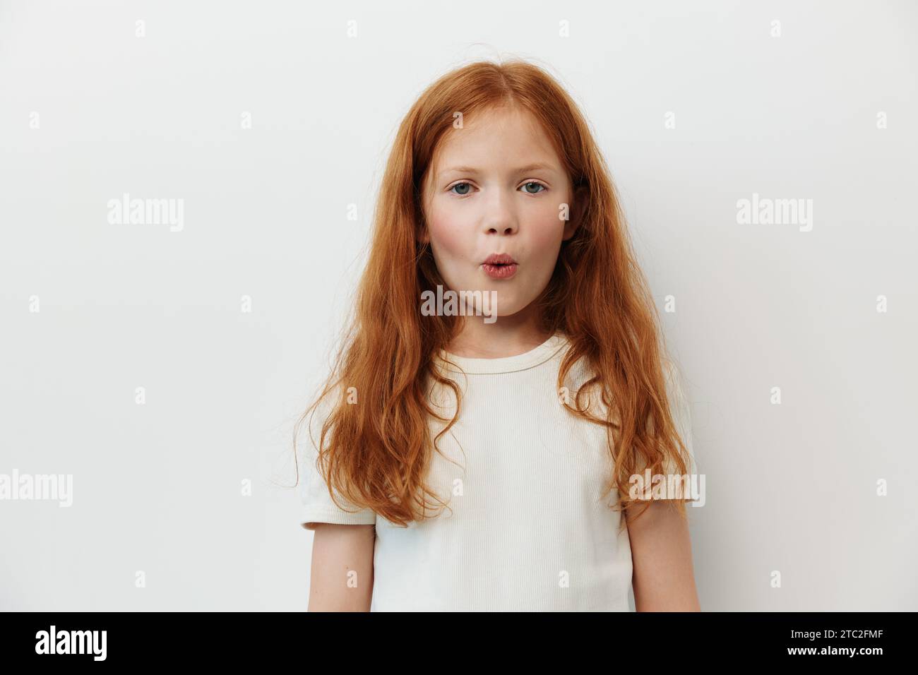 Woman indoor isolated expression background female person young face ...