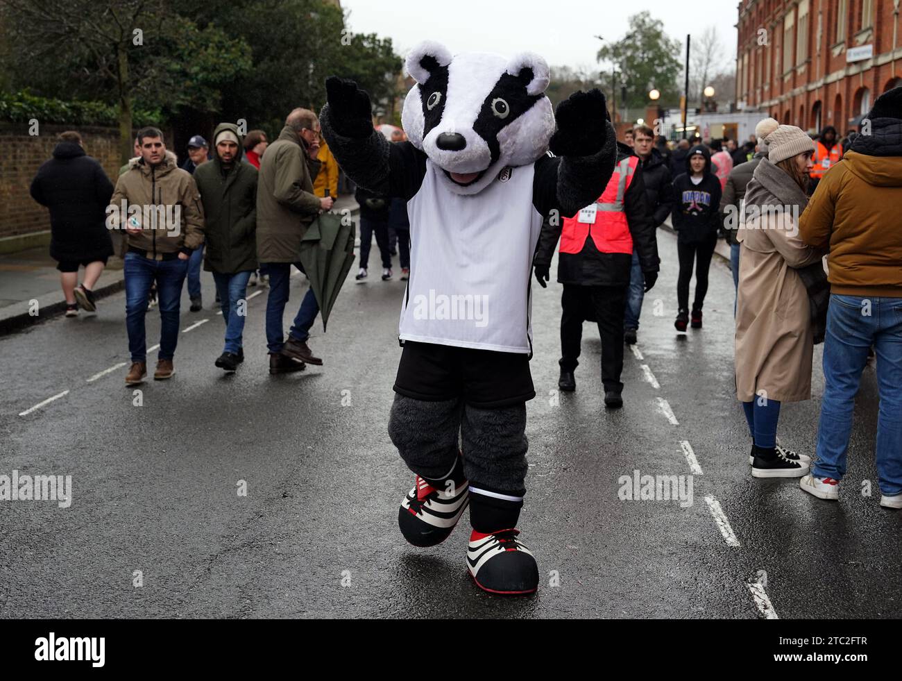 Fulham mascot Billy Badger outside the ground ahead of the Premier ...