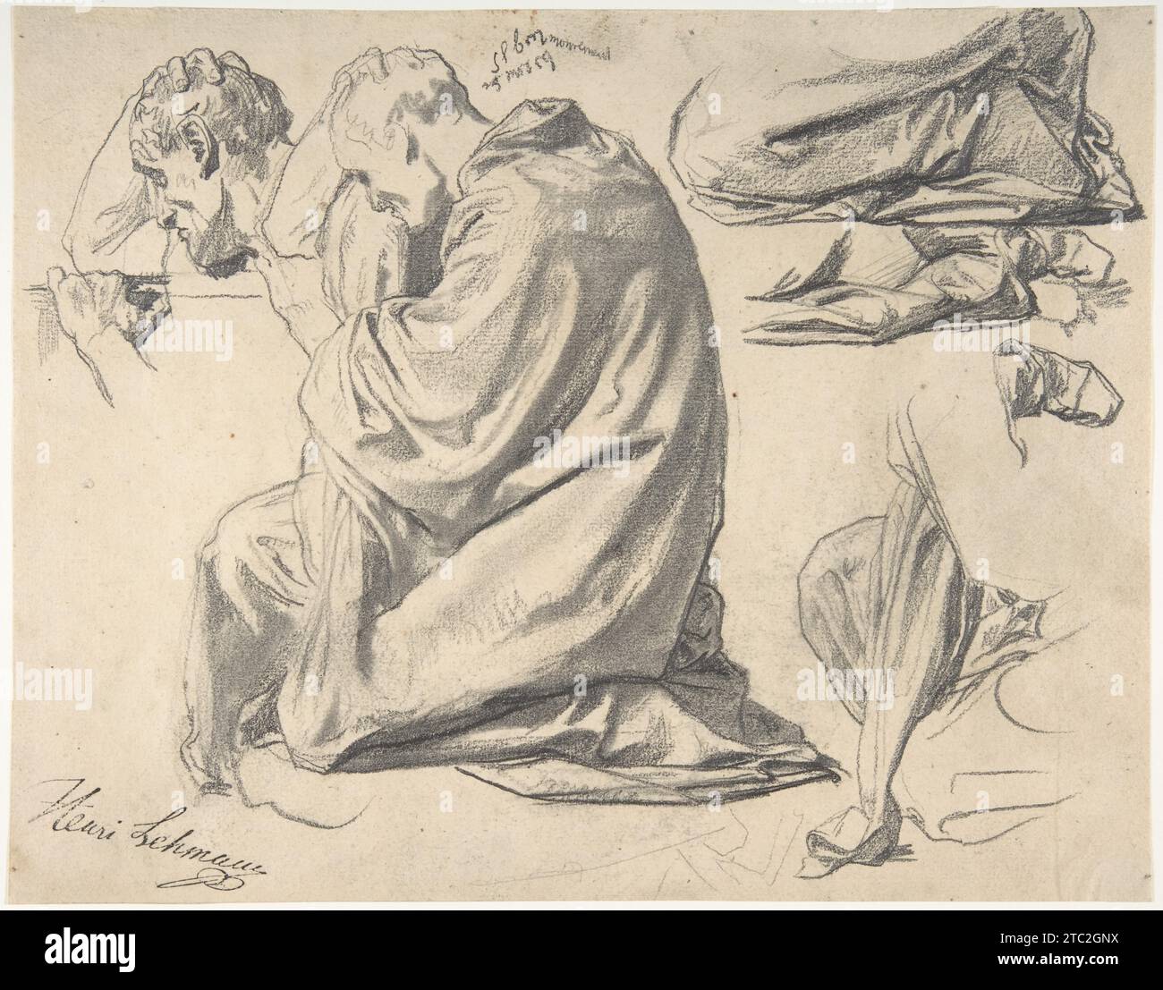 Kneeling Draped Male Figure, Facing Left 1983 by Henri Lehmann Stock ...
