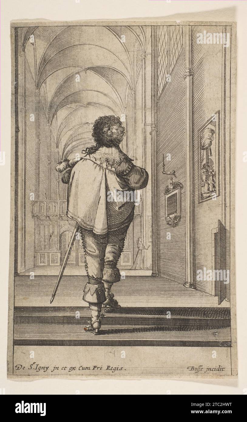 A gentleman seen from behind walking into a church, plate 8 from ...