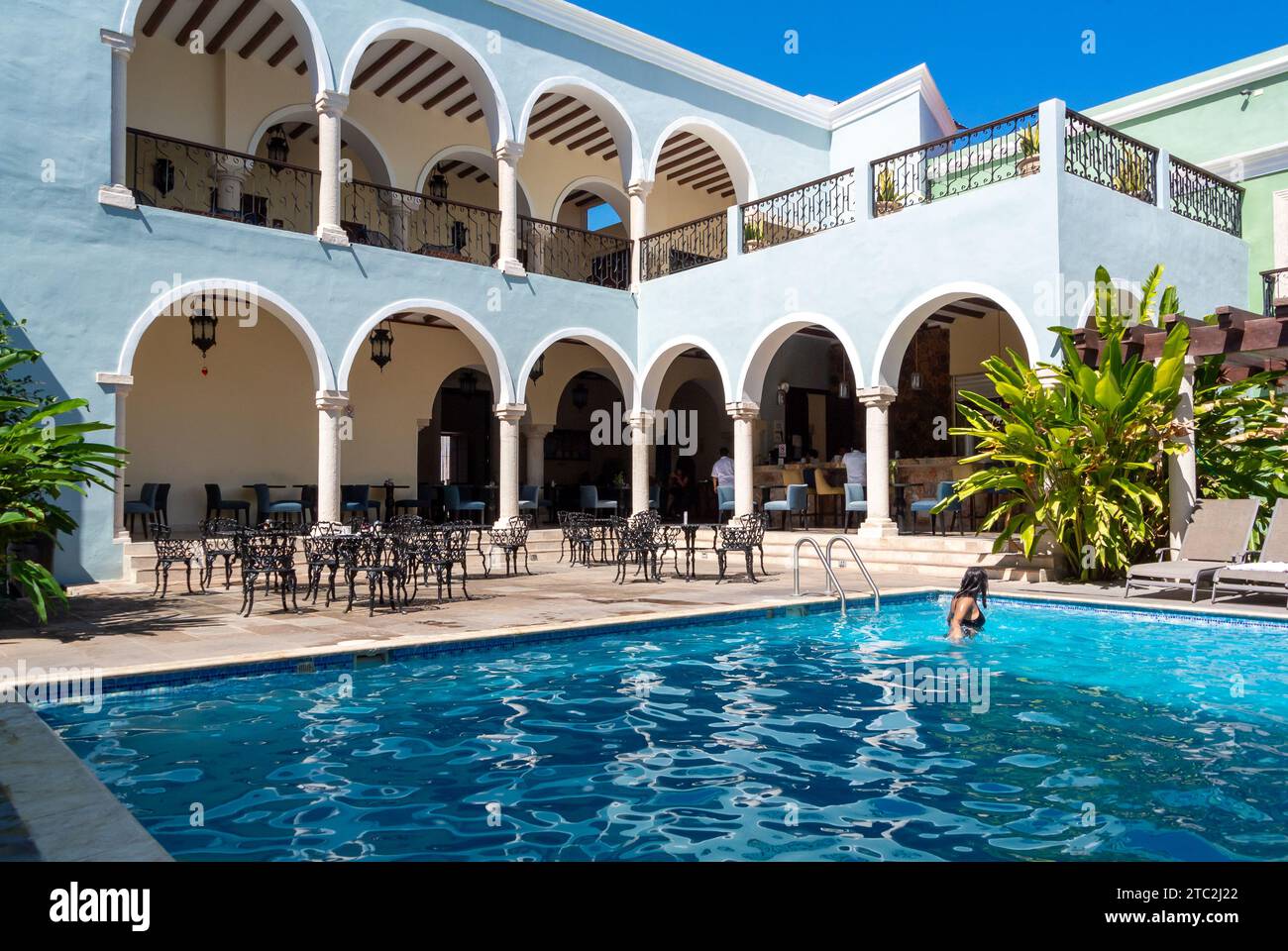 Valladolid, Yucatan, Mexico, A luxury hotel with mexican colonial ...