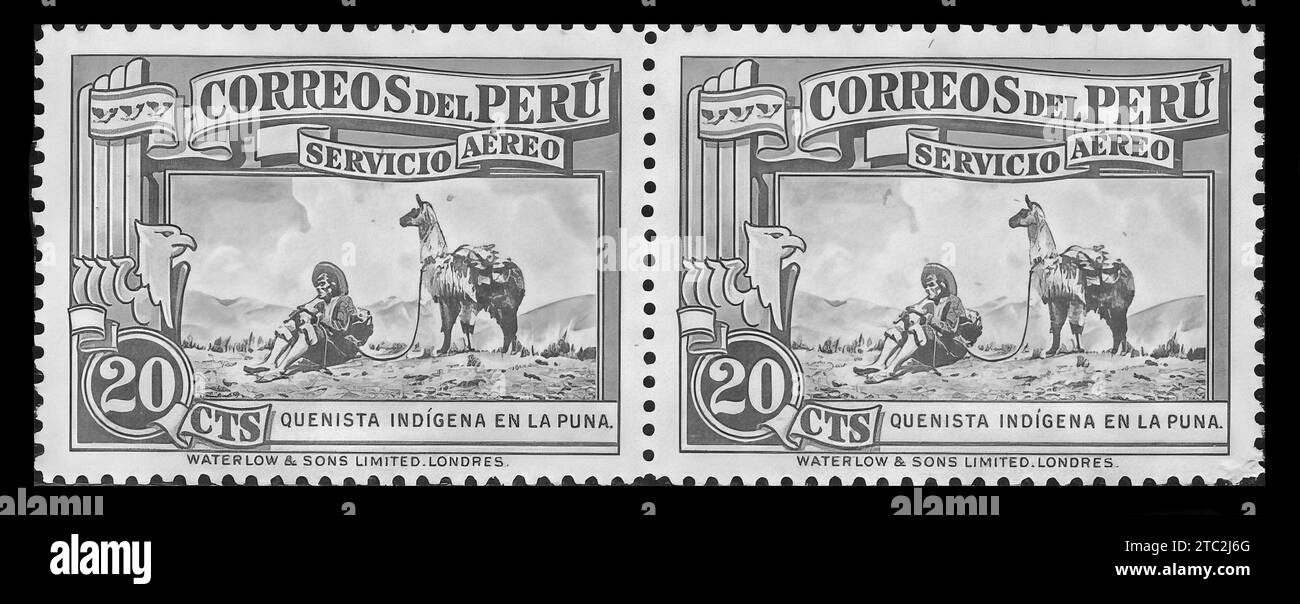 Peru postage stamp Black and White Stock Photos & Images - Alamy
