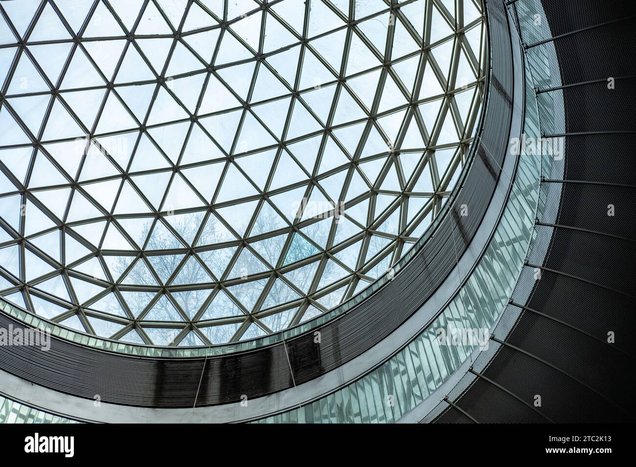 Detail of skylight structure roof, with tree branches above Stock Photo ...