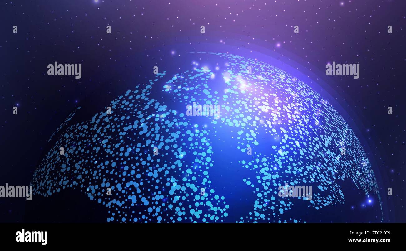 Futuristic map of the planet. World map. Globalization internet and ...