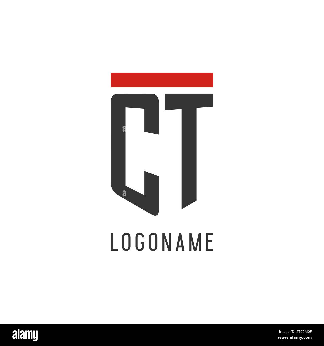 CT initial esport logo with simple shield design style vector graphic ...