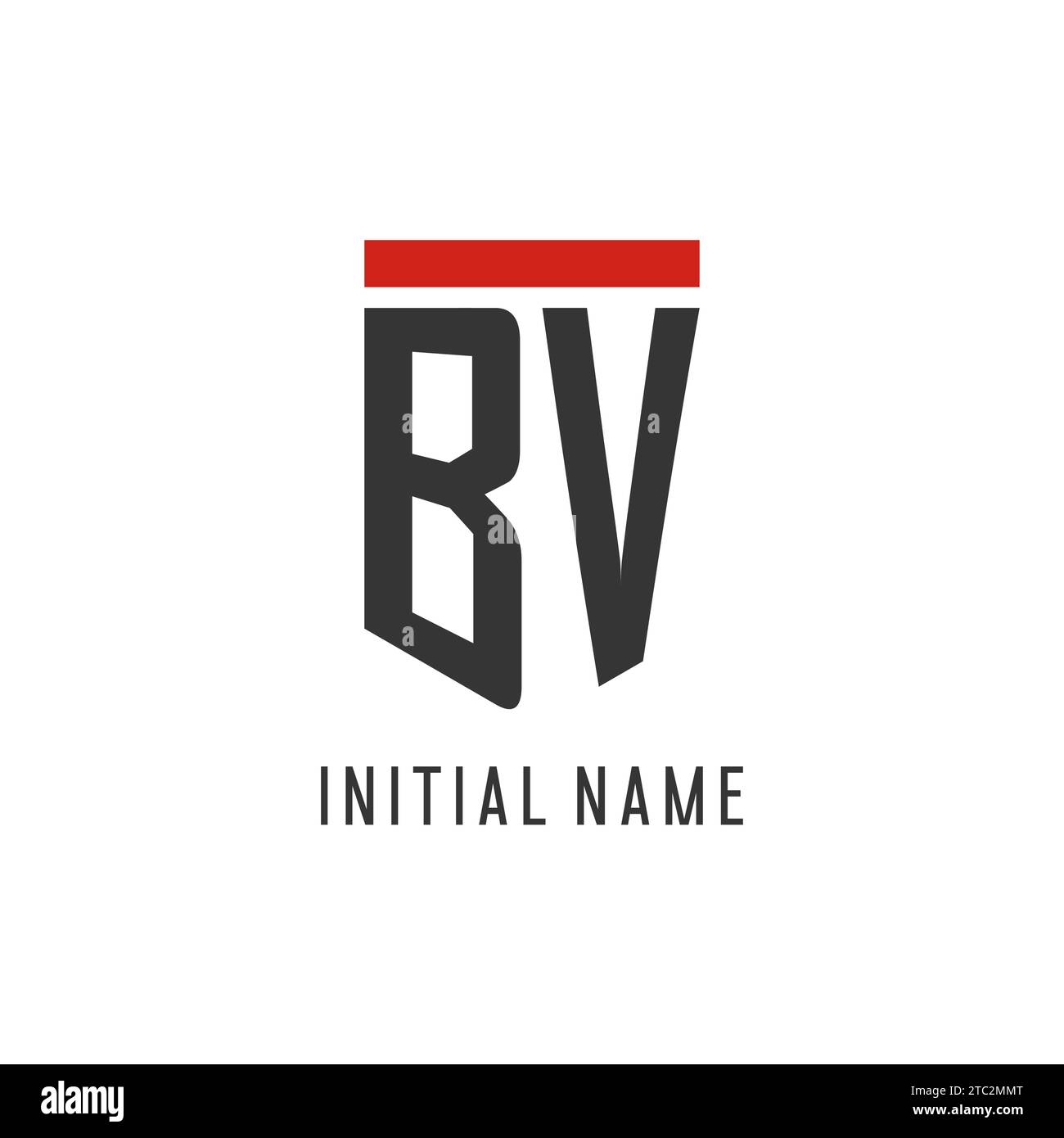 BV initial esport logo with simple shield design style vector graphic ...