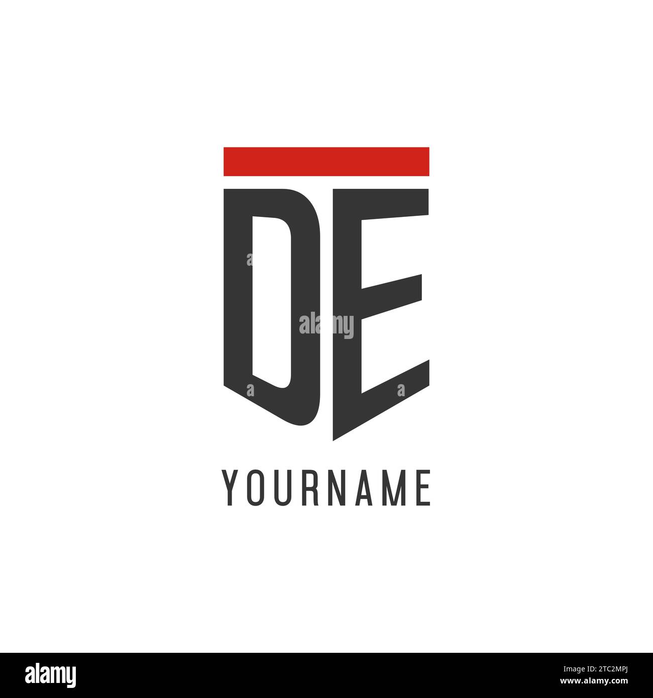 DE initial esport logo with simple shield design style vector graphic ...