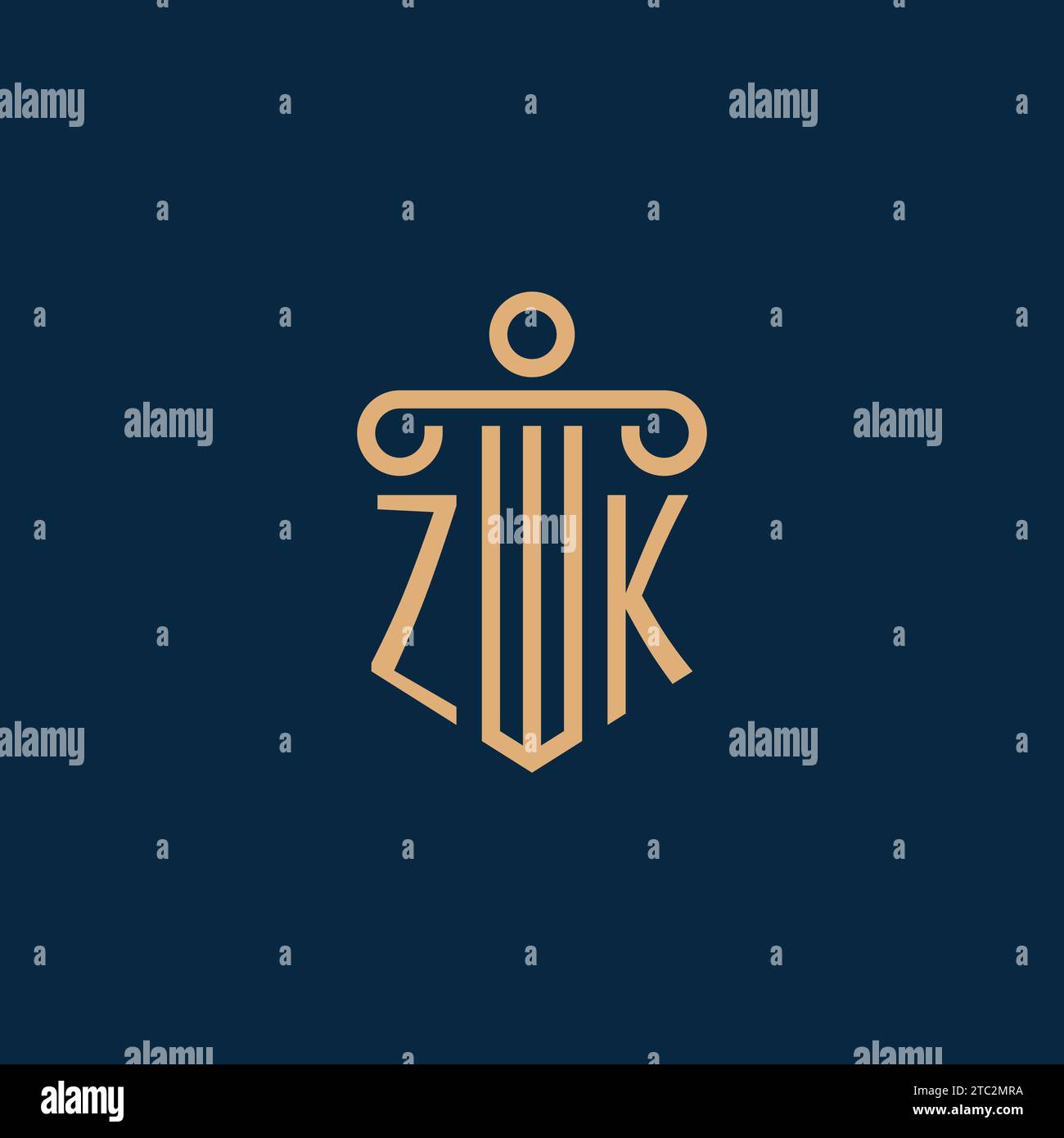 ZK initial for law firm logo, lawyer logo with pillar icon Stock Vector ...