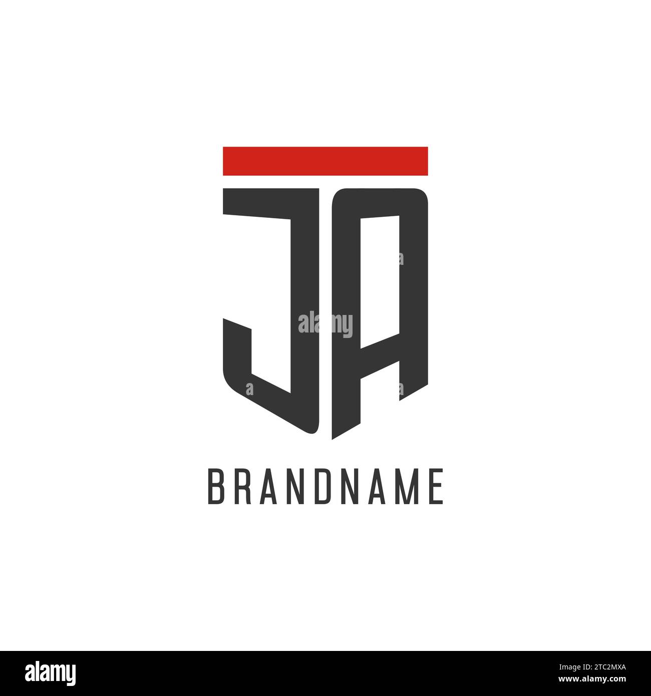 JA initial esport logo with simple shield design style vector graphic ...