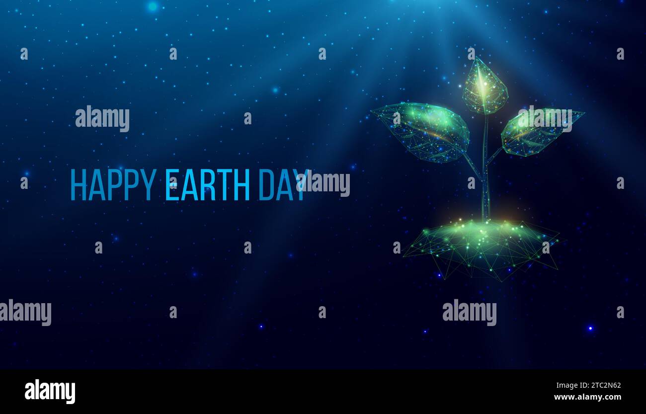 Happy Earth Day concept. Plant sprout. Abstract modern vector ...