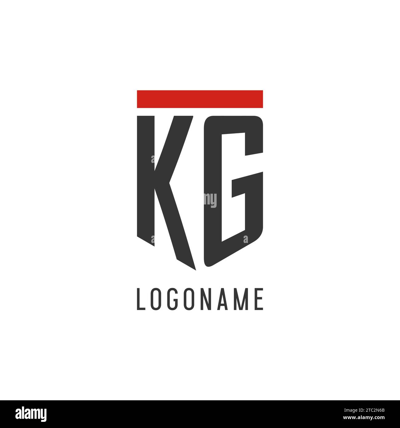 KG initial esport logo with simple shield design style vector graphic ...