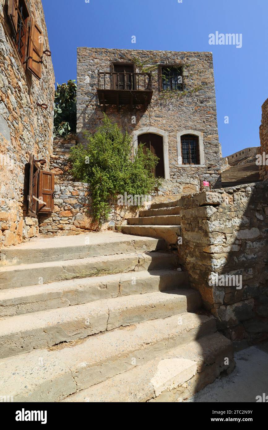 Derilict Buildings on Spinalonga Island, Crete, Greece. Europe Stock ...