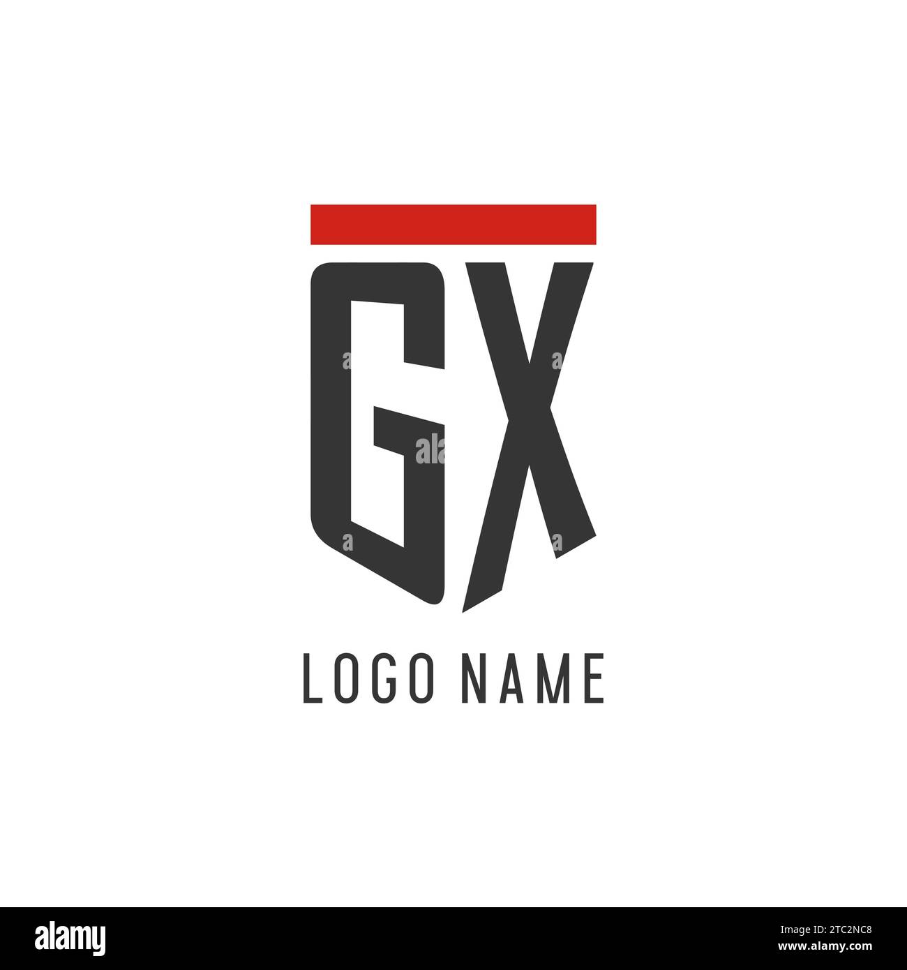 GX initial esport logo with simple shield design style vector graphic ...