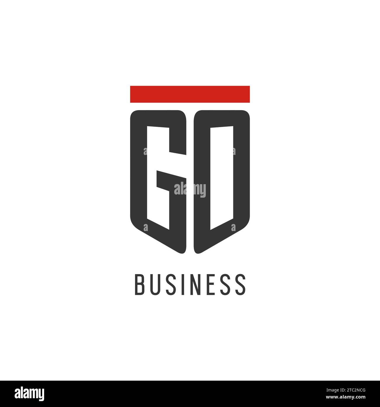 GO initial esport logo with simple shield design style vector graphic ...
