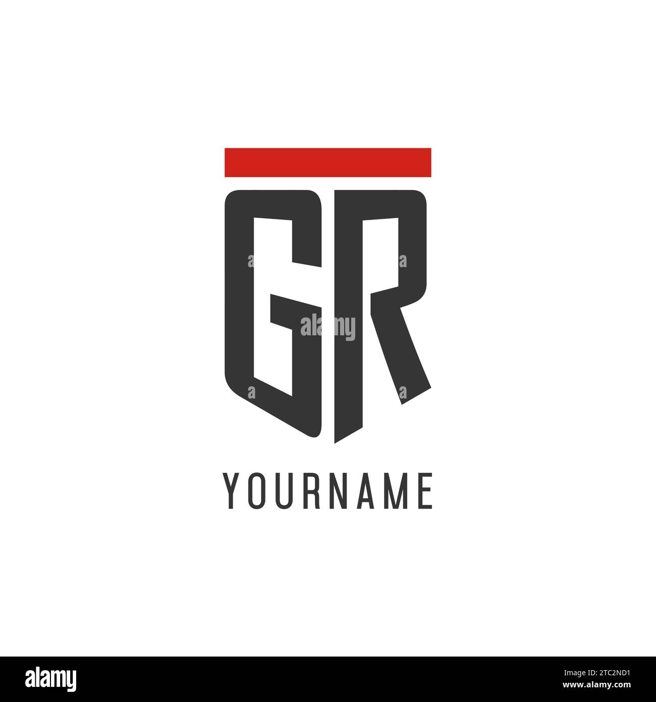 GR initial esport logo with simple shield design style vector graphic ...