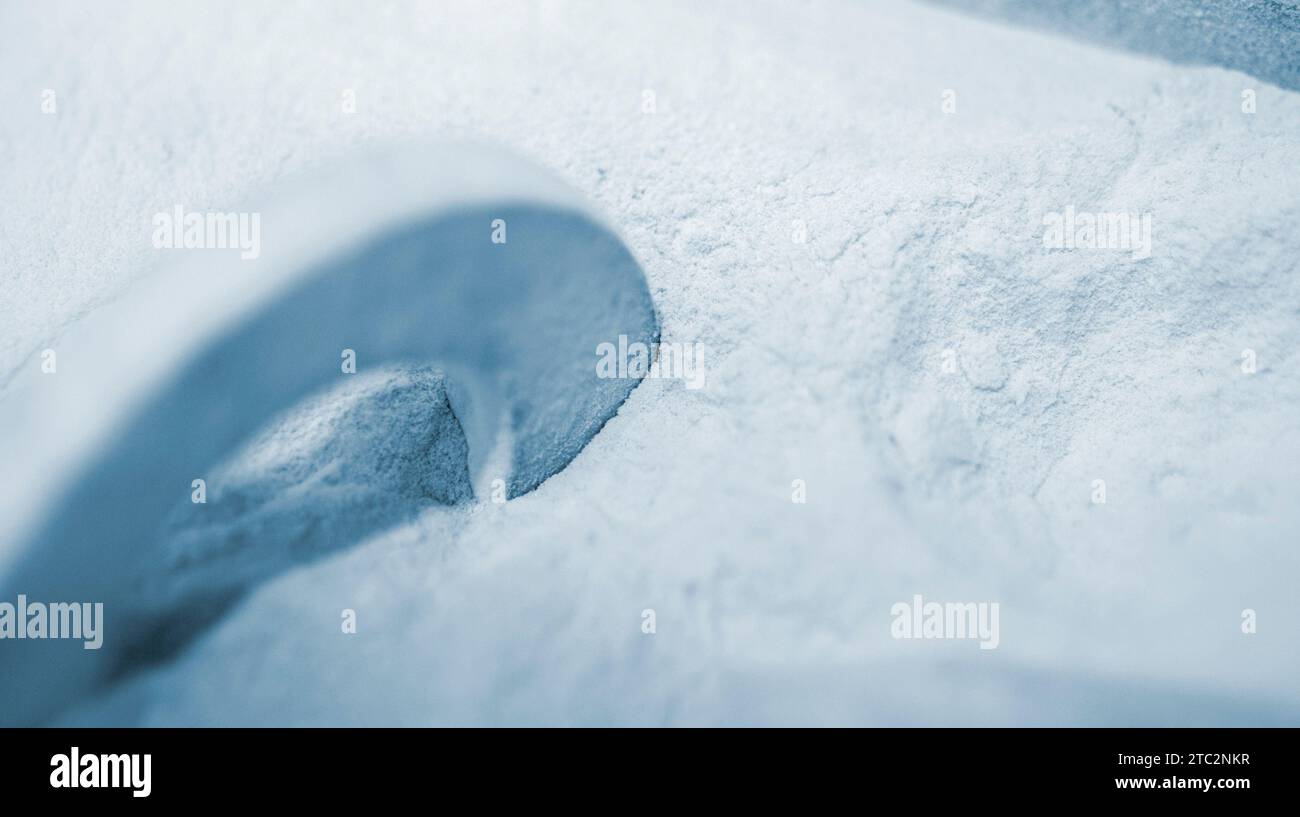 Objects printed on a 3D printer from powdered polyamide lying in white ...