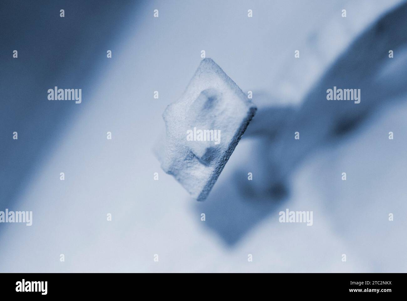 Objects printed on a 3D printer from powdered polyamide lying in white ...