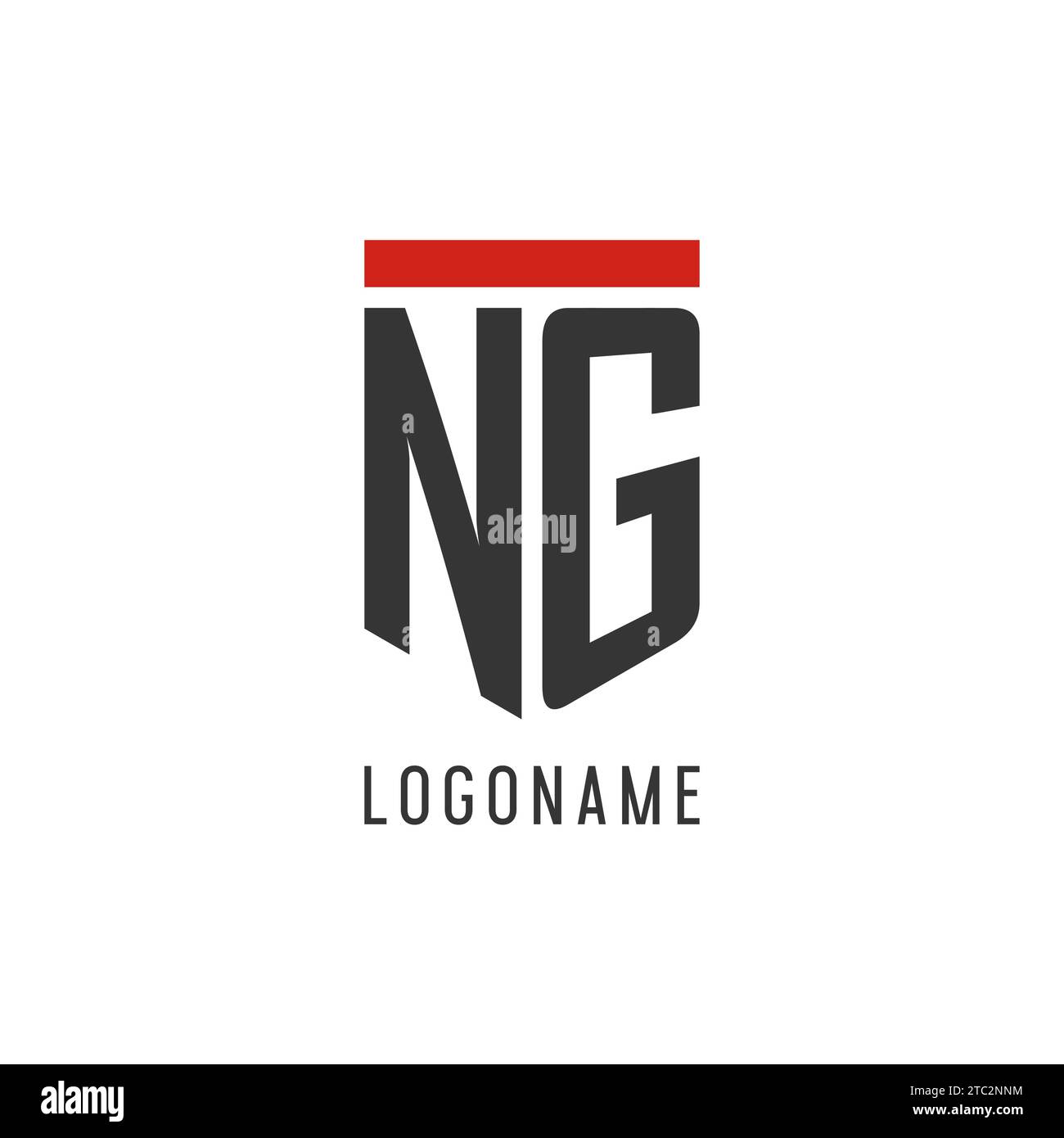NG initial esport logo with simple shield design style vector graphic ...